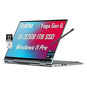 Lenovo ThinkPad X1 Yoga 2 in 1 Laptop (14" FHD+ Touchscreen, Intel Core i5-1145G7, 32GB RAM, 1TB SSD) AI PC for Designer & Photographer, Backlit, IST Pen, 3-Yr WRT, Webcam, Wi-Fi 6, Win 11 Pro