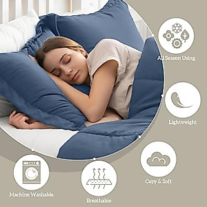 Homelike Moment Comforter Set, Twin Size Lightweight Blue/Grey Bedding Comforters, All Season Down Alternative, Reversible Duvet Insert 2 Piece - 1 Comforter 1 Pillow Sham, Summer Blanket