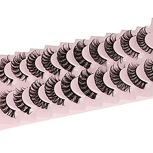 Eyelashes Russian Volume Strip Lashes 5 Styles Mixed Natural Wispy D Curly Mink False Eyelashes Look Like Extensions 10 Pairs by Yawamica