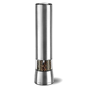 Cole & Mason Hampstead Electronic Pepper Mill - Electric Pepper Grinder Set - Adjustable Electric Spice Grinder - Kitchen Tool & Gadget - Hand Wash - Stainless Steel