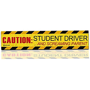 Zento Deals Caution Student Driver and Screaming Parent Car Magnet Funny New Driver Flexible Magnet 12" X 3" (1 Pack)