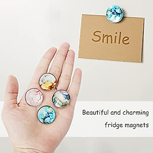 WWW 12Pcs Glass Strong Magnetic Refrigerator Magnets,Marble Crystal Fridge Magnets Decoration for Home,Office Whiteboard,Cabinet,Dishwasher, Locker(Round/30mm)