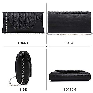 Dasein Evening Bag for Women Glitter Rhinestone Wedding Evening Purse Crystal Envelope Clutch Crossbody Shoulder Bags (black)
