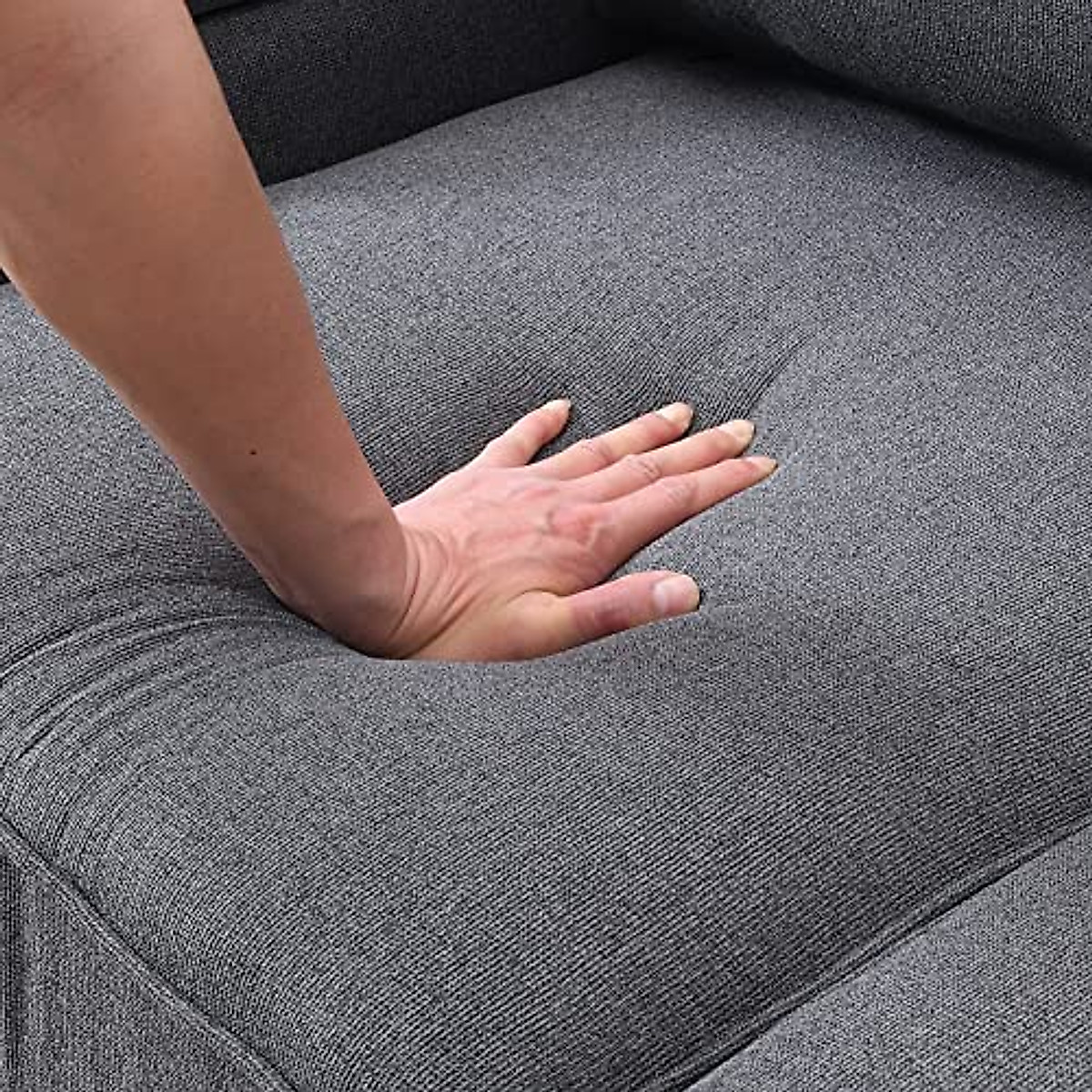 Multifunctional Modular Linen Upholstered Sectional Sofa Couch with Storage Consloe,Cupholders, USB Charging Ports and Wired & Wirelessly Charged for Home Office Apartment Living Room Furniture Sets