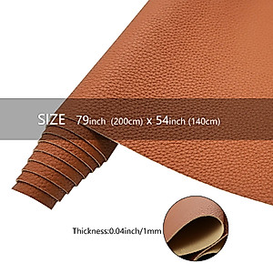 79"x 54"(200cm x 140cm) Faux Leather|Litchi Grain Texture Faux Leather Fabric|1mm Thick Leather Fabric for for Furniture Decoration, DIY Crafts, Sewing, Etc.（Dark Brown）