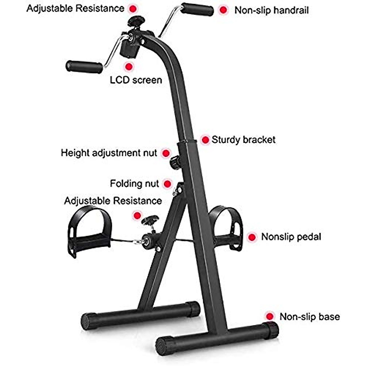 SRSGF Medical Pedal Exerciser,Exercise Bike Stationary, Adjustable Fitness Rehab Equipment for Seniors, Elderly Legs and Arms Workout,with LCD Monitor