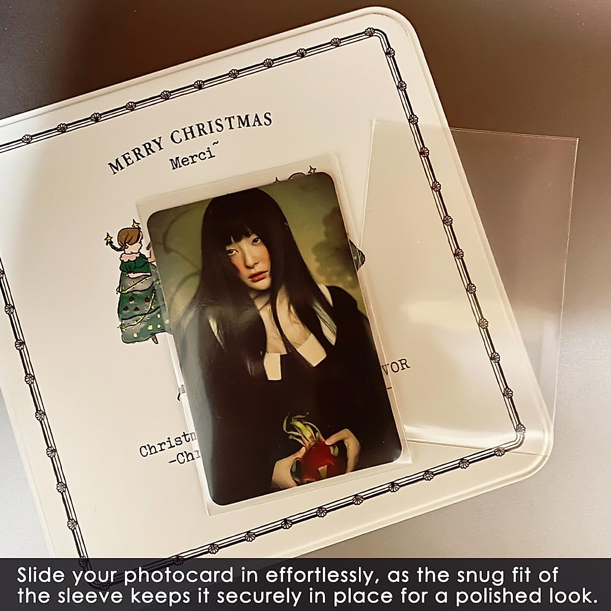 Baskiss 100 Packs Photocard Sleeves, 59 x 90 mm 200 Microns Kpop Clear Sleeves Idol Photo Cards Transparent Protector Trading Cards Shield Cover (Unsealable)