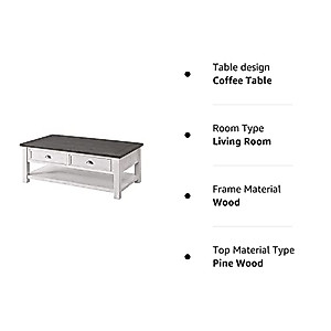 Martin Svensson Home Monterey Solid Wood Coffee Table White with Grey Top