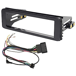 Pyle Bluetooth Marine Receiver Stereo - 12v Single DIN Style Boat in Dash Radio Receiver System & Metra 99-9600 Stereo Installation Kit for Select 1998-2013 Harley Davidson Motorcycles (Black)