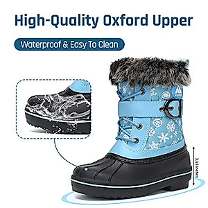 Mishansha Boys Girls Winter Snow Boots Outdoor Cold Weather Anti-Slip Kids Mid-Top Warm Boots Skiing Walking Sky Blue little kid 2
