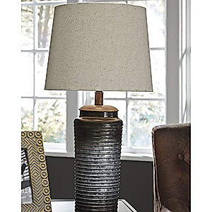 Signature Design by Ashley Norbert Casual 24.75" Table Lamp with Galvanized Metal Base & Ombre Effect, 2 Count, Dark Gray