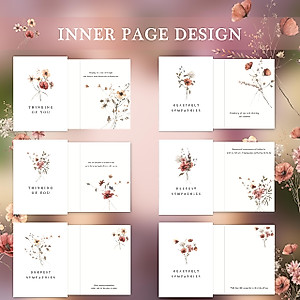 slapaflife Sympathy Cards with Envelopes,Sympathy Cards Set of 48,Condolence Card with Matching Peel-and-Seal Rustic Envelopes,Each Card Comes with Heartfelt Condolences