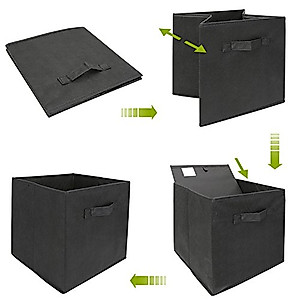 EZOWare Set of 12 Foldable Basket Bin Collapsible Storage Cube For Nursery, Kids Toys Organizer, Shelf Cabinet - (Purple + Black)