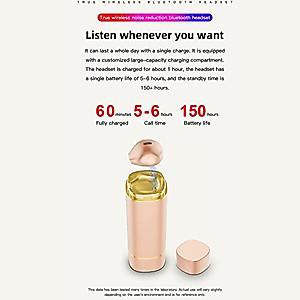 Loluka Small Lipstick Invisible Bluetooth Earbuds HiFi Sound Waterproof Earpiece Stereo Wireless Headset for Android iOS Black