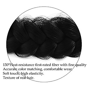 STHEJFB Braid Headband 2 3 Strands combinations Messy Wide Chunky Fluffy Elastic Stretch Hairpiece Braided Headband Women Girl Beauty accessory (Black 1B)