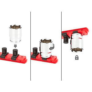 TEKTON 1/4 Inch Drive x 8 Inch Socket Rail, 13 Clips (Red) | OSR01113