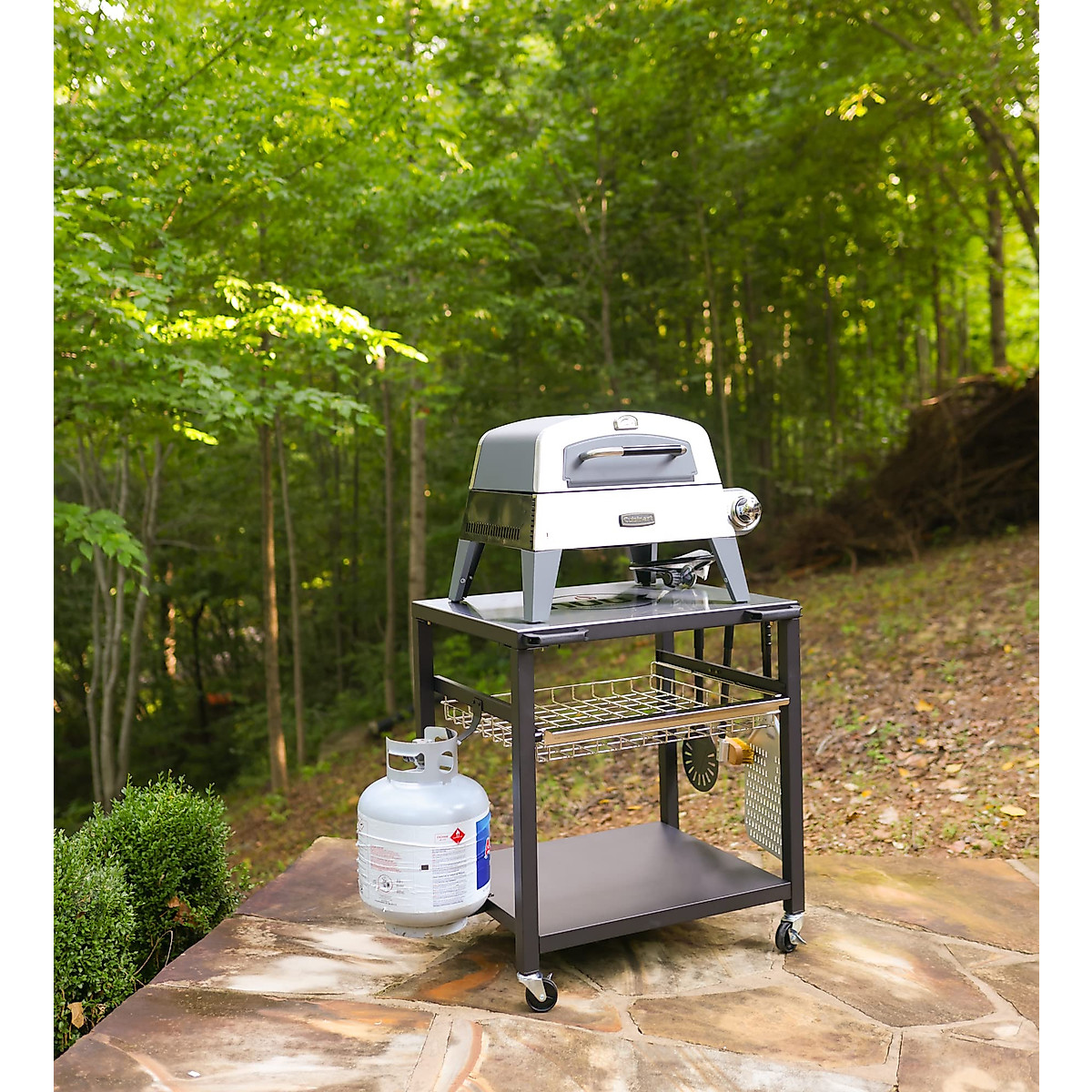 NUUK Double-Shelf Rolling Outdoor Pizza Oven Table, 24" x 30" Stainless Steel Commercial Multifunctional Food Prep Worktable with Drawer on Wheels