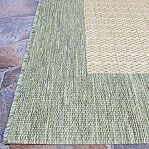 Couristan Recife Checkered Field Indoor/Outdoor Area Rug, 3'9" x 5'5", Natural-Green