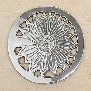 Sunflower Trivet for Hot Pots and Pans, Round Metal Trivet 7.5" Diameter