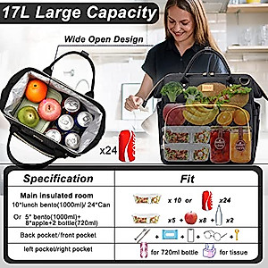 Weitars Lunch Bag for Women Cute Lunch Bag For Work,Insulated Lunch Box Lunch Purse Leakproof Wide-Open Lonchera Lunchbag Lunch Tote With Pockets And Adjustable Strap For Office School Picnic Beach