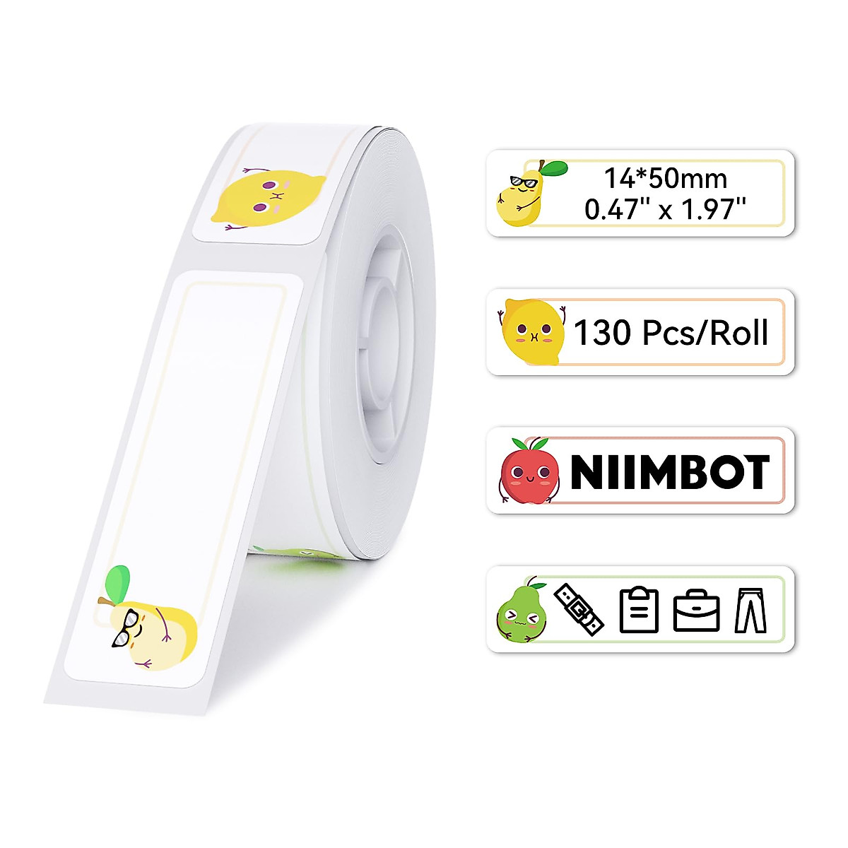 NIIMBOT Label Maker Tape (0.55" x 1.18") Printer Sticker Paper with Self-Adhesive for D11/D110/D101 Label Maker,1 Roll of 210 (Clear)