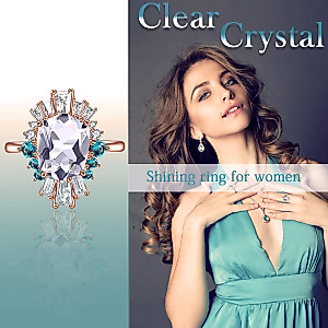 LAZLUVU Oval Cut Cubic Zirconia CZ Engagement Ring Rose Gold Vintage Halo Engagement Ring Promise Wedding Band for Women