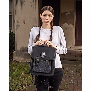 AI ACCESSORY INNOVATIONS Wednesday Nevermore Academy Vegan Leather Cosplay Mini Backpack Purse, 12 Inch School Bag, Black