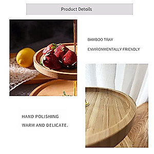 3 Tier Tray ,Bamboo Tier Serving Stand ,Farmhouse Tiered Tray Decor with Metal Brackets Kitchen, Cupcake Stand,Coffee Table, Cake and Party Round Tray