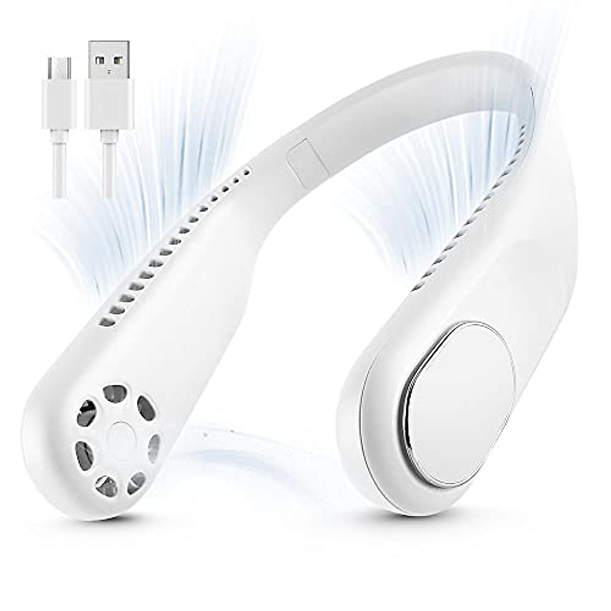 Portable Neck Fan,Hands Free Bladeless Fan, 4000 mAh Battery Operated Wearable Personal Fan,Super Quiet, Rechargeable,USB Powered Personal Cooling Fan, 3 Speeds Adjustment,for Outdoor & Indoor Use