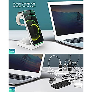 Wireless Charging Station,3 in 1 Fast Charging Station,Wireless Charger Stand for iPhone 14/13/12/11 Pro Max/X/Xs Max/8/8 Plus, AirPods 3/2/pro, iWatch Series 8/7/6/5/SE/4/3/2, and Samsung Phones