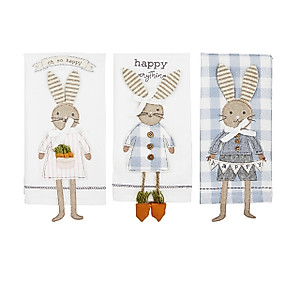 Mud Pie Easter Bunny Dangle Leg Towel, Pink Bunny, 21" x 14"