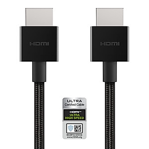 Belkin Ultra HD HDMI 2.1 Cable 3.3FT/1M - 4K Ultra High Speed HDMI Cable, 48Gbps HDMI 2.1 Braided Cord, Dolby Vision HDR & 8K@60Hz Capable, Compatible w/ Playstation, PS4, PS5, Xbox Series X & More
