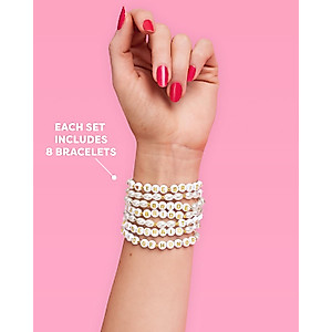 xo, Fetti Bachelorette Pearl Beaded Bracelet Set of 8 | Bride to Be Jewelry, Bach Party Decorations, Bridesmaid Friendship Bracelet Gift, Eras Bridal Shower Favor, Wedding Accessory