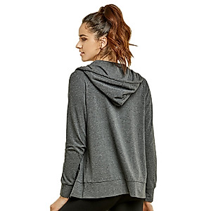 Sofra Women's Thin Cotton Zip Up Hoodie Jacket, Charcoal, Large