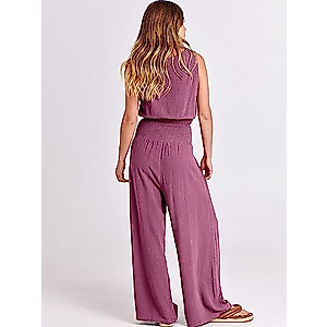 ANRABESS Women's 2 Piece Linen Lounge Set Casual Matching Pants Jumpsuit Summer Beach Travel Vacation Trendy Outfits X-Large