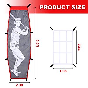 VAIPI Baseball Pitching Net Softball Pitching Trainer with 2 Dummy Batter Batting Net and Pitching Zone Hitting Aid Training Equipment for Practice Improved Hitting and Pitching Accuracy Training