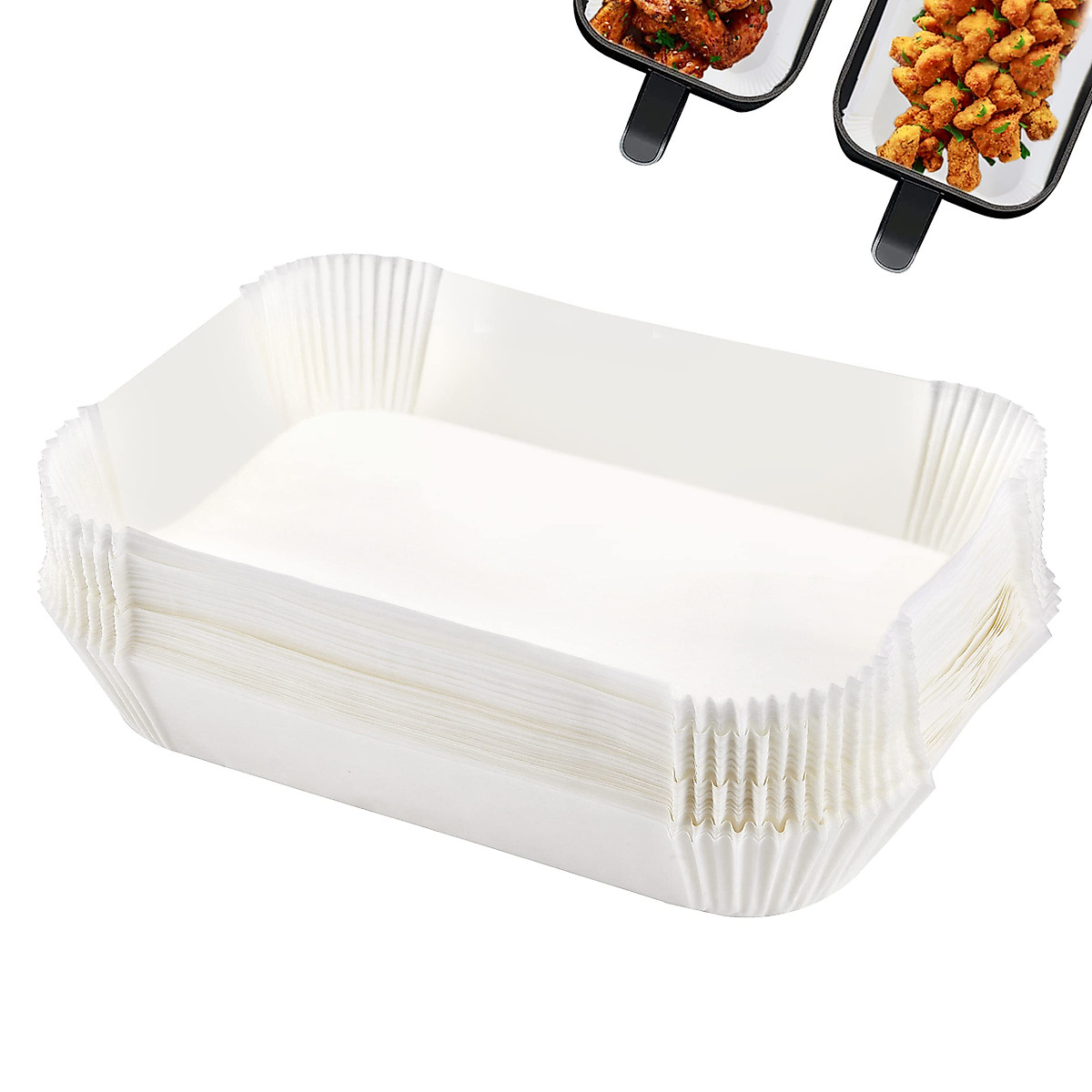 RAMLLY Air Fryer Disposable Paper Liner for Ninja Dual Air Fryer,90Pcs Air Fryer Paper Liners,Airfryer Parchment Liners for Ninja DZ201,Accessories for Ninja Foodi Dual Air Fryer