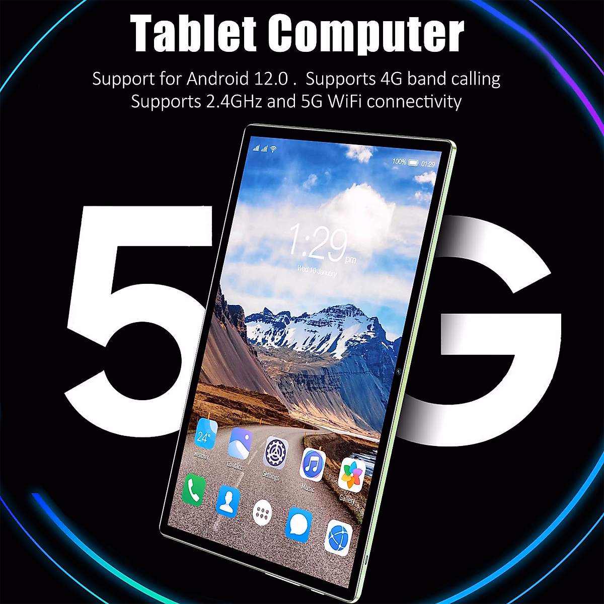 Yoidesu 2 in 1 Tablet 10 Inch Android 12 5G Phone Tablet with Dual SIM Slot 8GB RAM 256GB ROM Expanded Storage Octa Core 13MP Camera WiFi Tablet with Keyboard Mouse Case (US Plug)