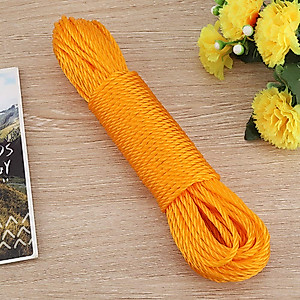 Nylon Clothesline Rope, 20m Windproof Clothes Drying Rope Portable Laundry Line Hanger Rope for Indoor Outdoor Garden Travel Camping Home Hotel(Orange)