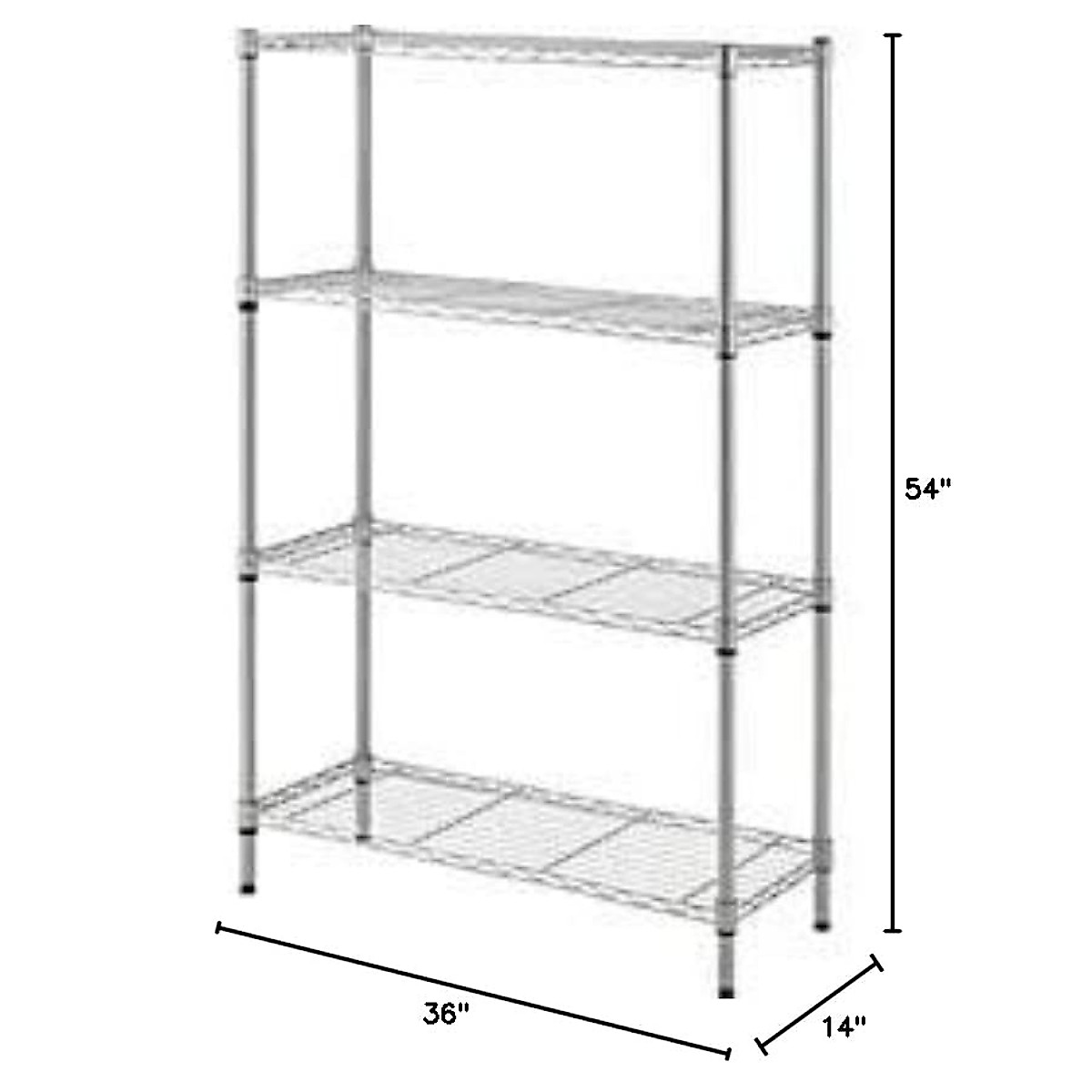Lorell Light-Duty Wire Shelving Storage Rack, 54" x 36" x 14", Silver