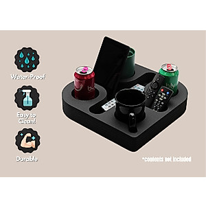 Polar Whale Couch Drink Holder Durable Black Foam Stylish Refreshment Tray for Sofa Bed Floor Car RV Lounge TV Room 5 Compartments 13.75 Inches Wide