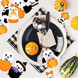 Halloween Ghost Tags-54Pcs Cute Halloween Tags with String,Pumpkin Spooky Boo Halloween Hanging Name Labels