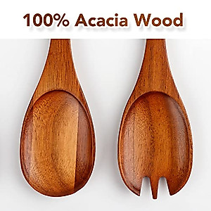 Acacia Wood Salad Severs, 12inch Salad Tongs with Large Spoon and Fork for Tossing and Serving