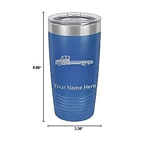 LaserGram 20oz Vacuum Insulated Tumbler Mug, Flat Bed Tow Truck, Personalized Engraving Included (Dark Blue)