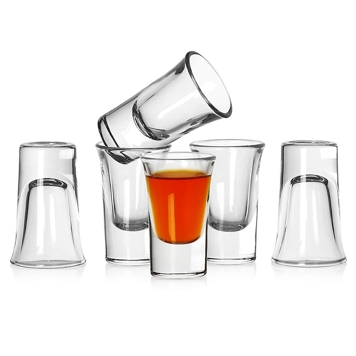 BaveL Shot Glass Set of 6,Heavy Base Clear Shot Glass, Great for Whisky Brandy Vodka Rum and Tequila Shot Set (0.9 OZ)