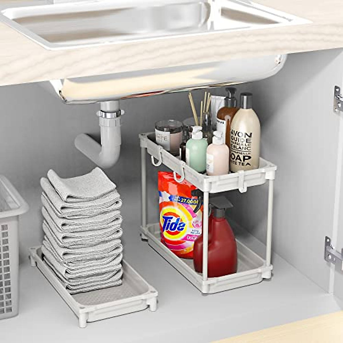 SimpleHouseware Standard 3-Tier Slim Rolling Storage Cart, White