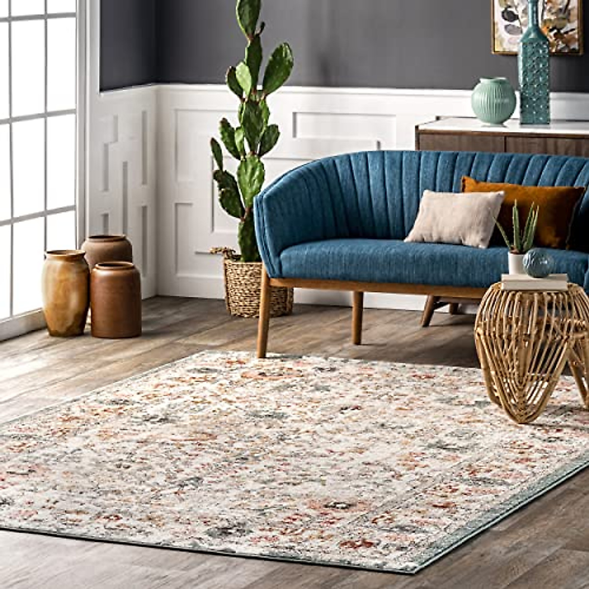 nuLOOM Rose Persian Vintage Area Rug, 4' x 6', Beige