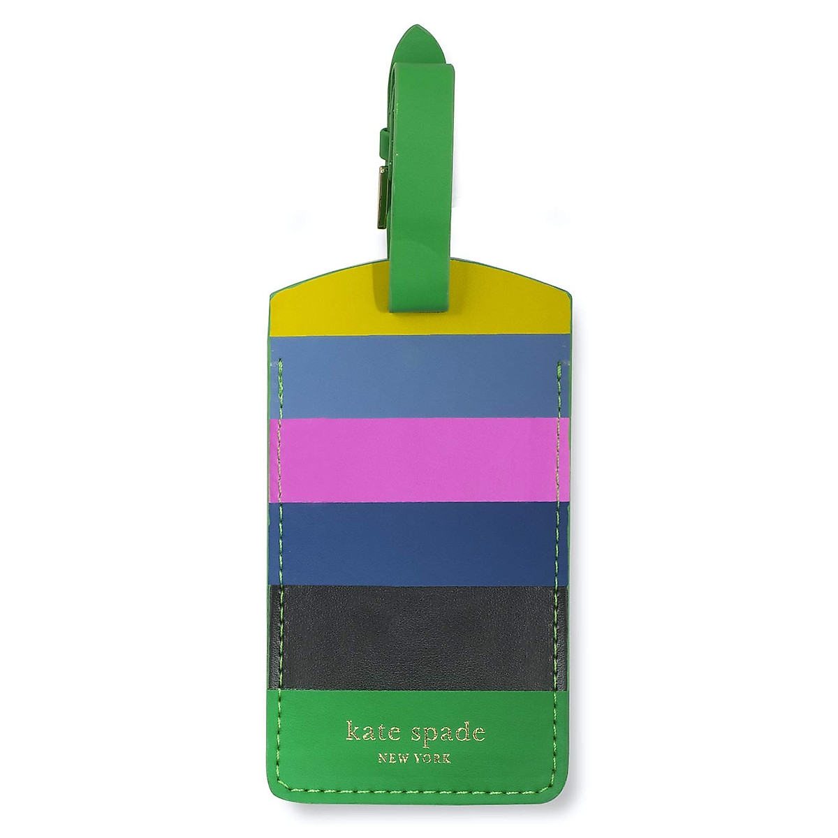 Kate Spade New York Vegan Leather Luggage Tag for Women, Durable Suitcase ID Tag, Enchanted Stripe