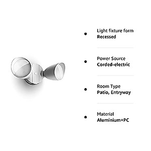 LUTEC 6222W 2500 Lumen 32 Watt 28 LED Dual-Head Floodlight Outdoor, Full Metal Design, Waterproof Exterior Security Wall Light for Patio, Garden, Yard-White