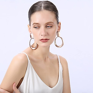 Matte Gold Big Hoop Clip On Earrings for Women Disc Dangle Clip Earrings for Women Gift